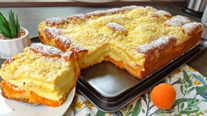 Meruňkový koláč s tvarohovým krémem a žmolenkou - VařímeDobroty.cz