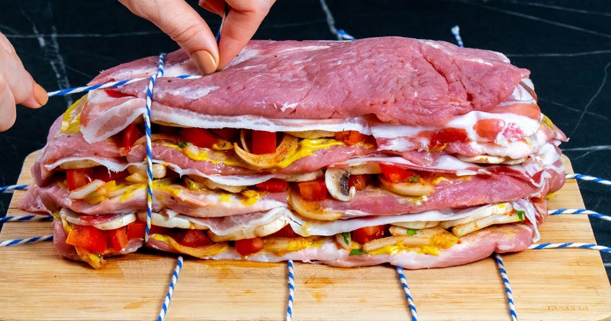 Plněná vázaná krkovice s bramborem a omáčkou z červeného vína ...