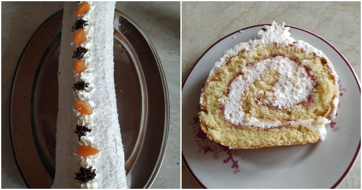 Piškotová roláda se šlehačkou, mascarpone a džemem - VařímeDobroty.cz