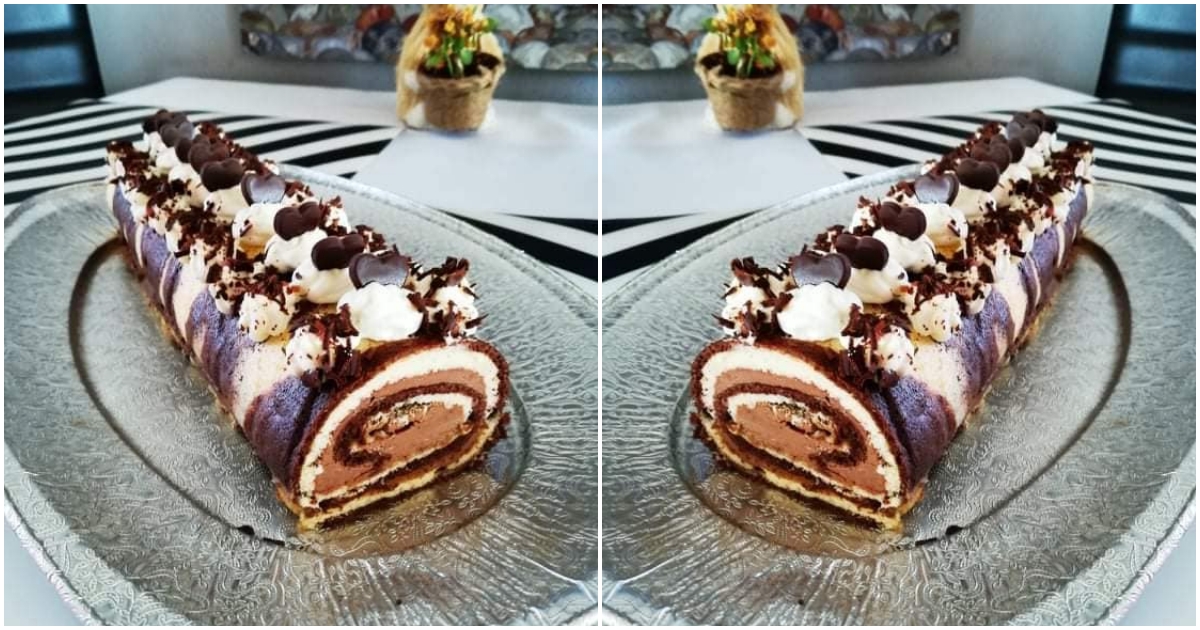 Dvoubarevná roláda s pařížským krémem - VařímeDobroty.cz