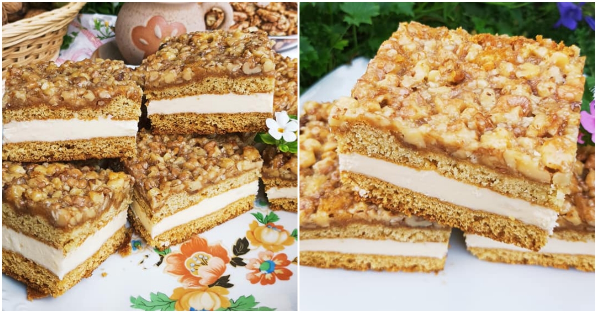 Oříškovo-medové řezy „Nebe v hubě“ - VařímeDobroty.cz