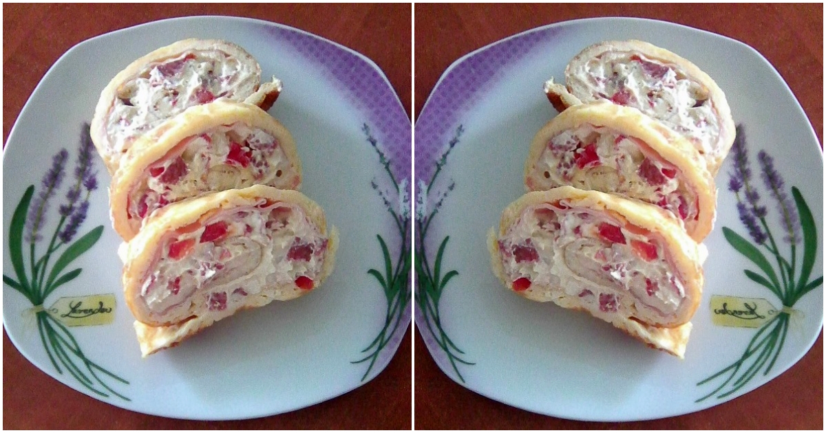 Slaná tvarohová roláda se šunkou - VařímeDobroty.cz